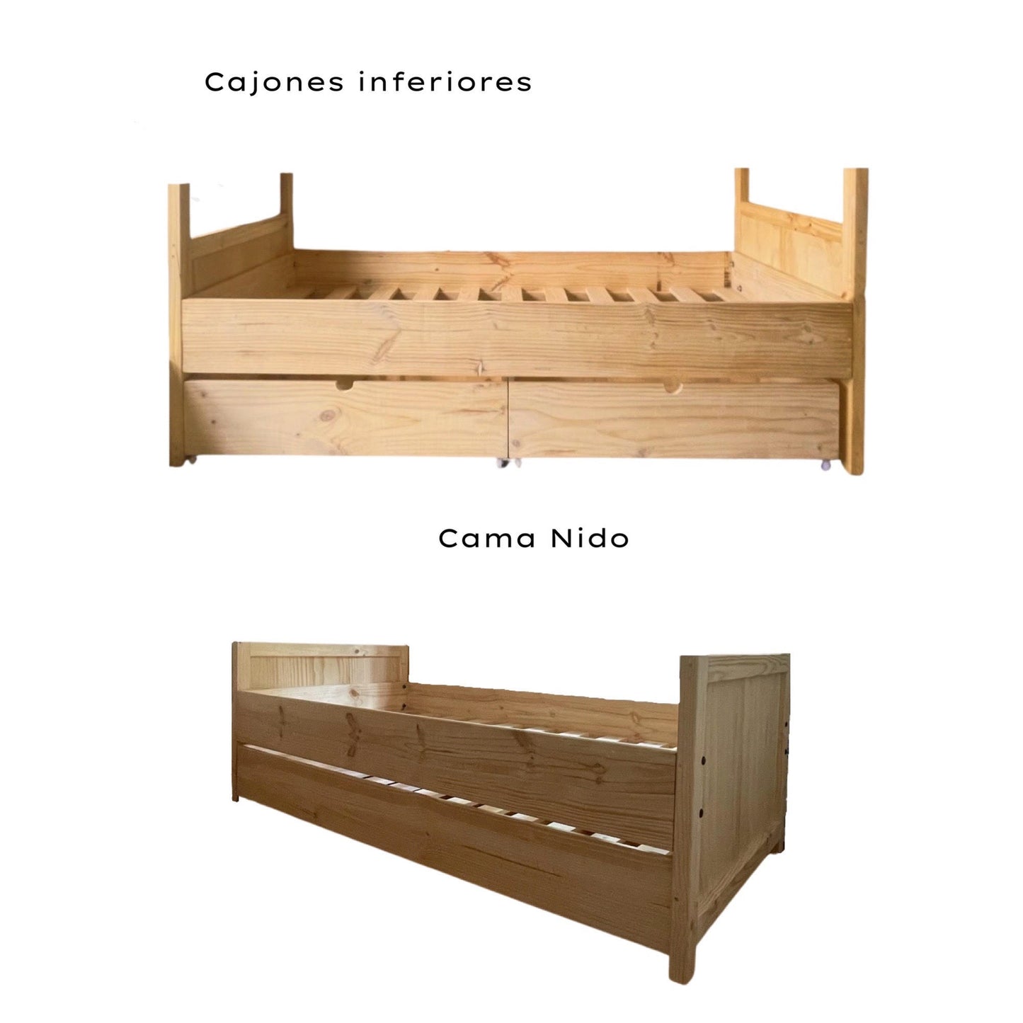 Cama Inferior Nido con Ruedas – Maderos Tienda
